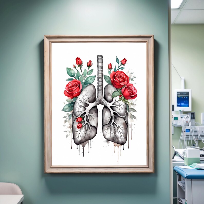 Set of 3 Watercolor Lungs Triptych Doctor's Office Posters - Digital ...