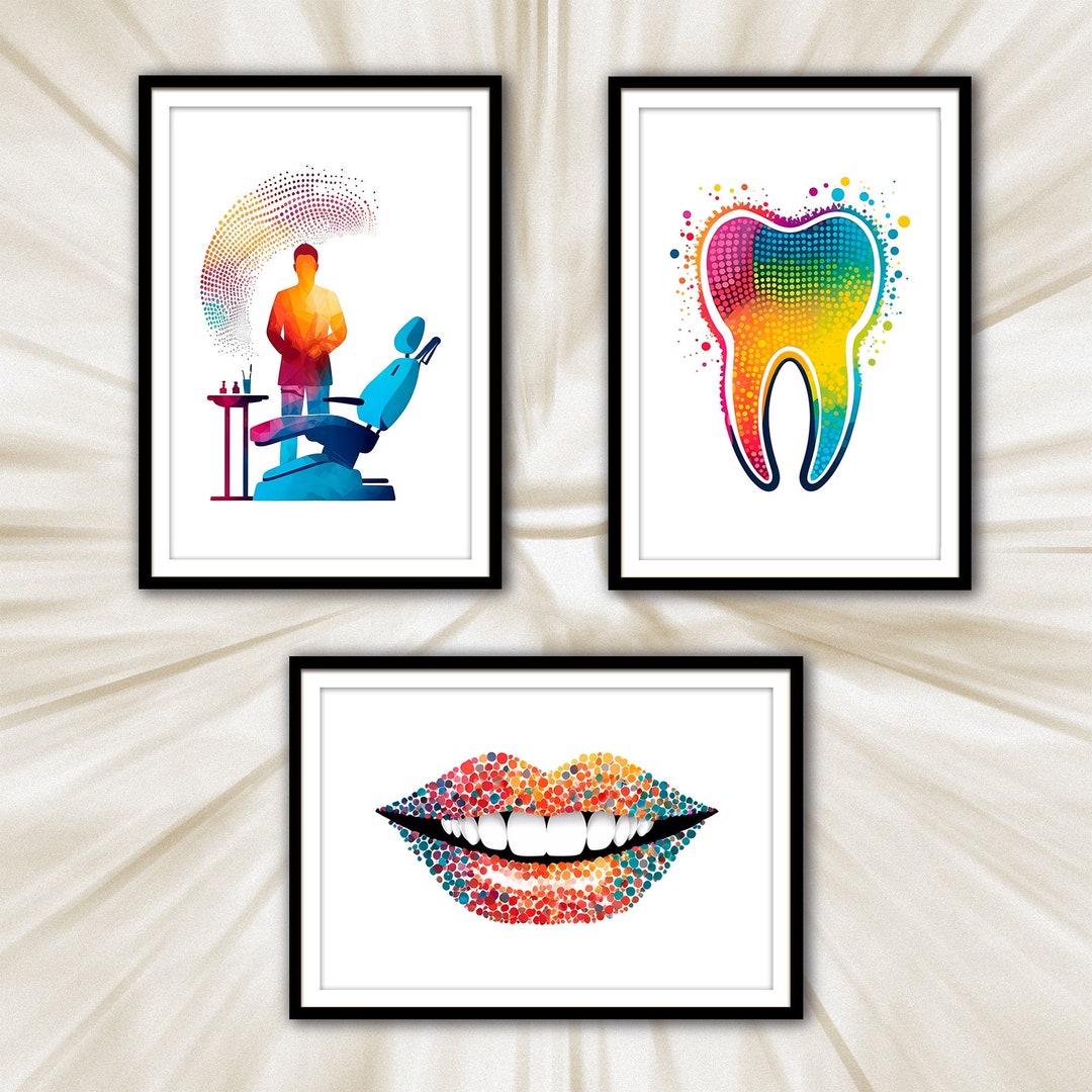Dental Office Decor, Dental Art, Dentist Gift, Set of 3 Watercolor ...