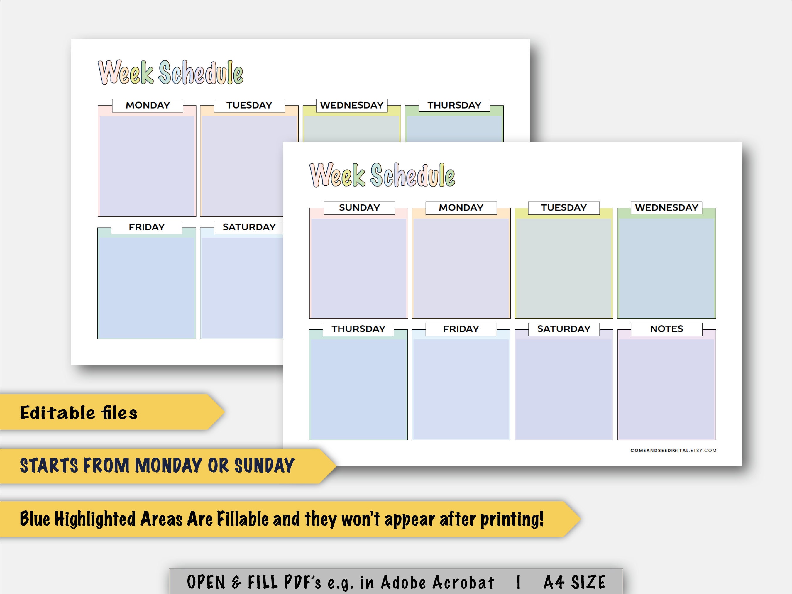 Weekly Schedule for Kids Printable, Wall Schedule, Digital Planner ...