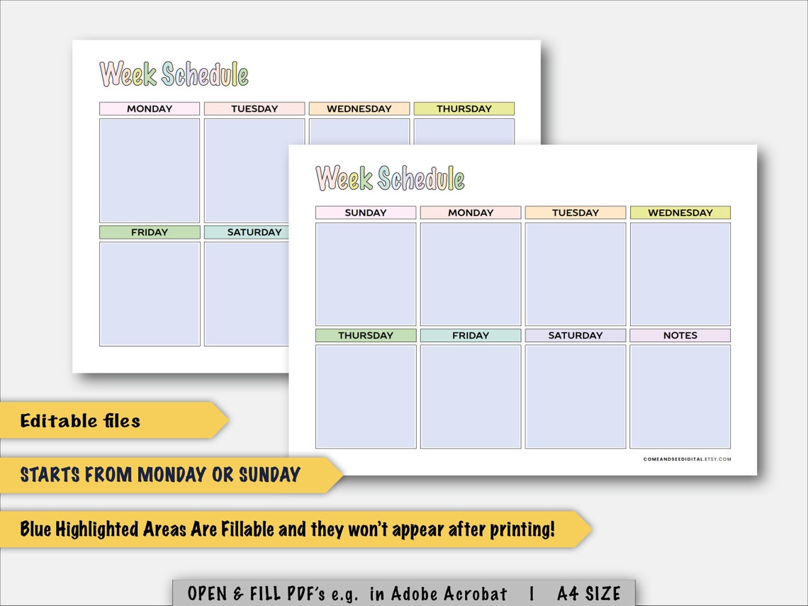 Weekly Schedule for Kids Printable, Wall Schedule, Digital Planner ...