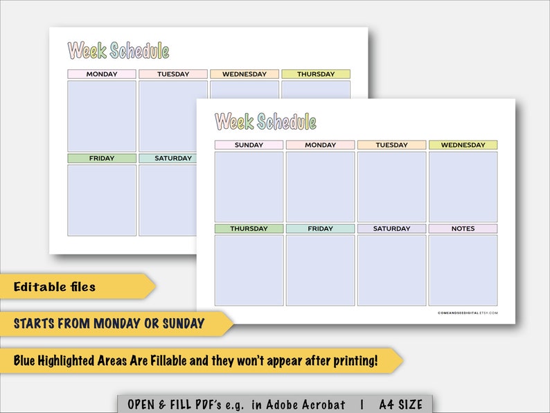 Weekly Schedule for Kids Printable, Wall Schedule, Digital Planner ...