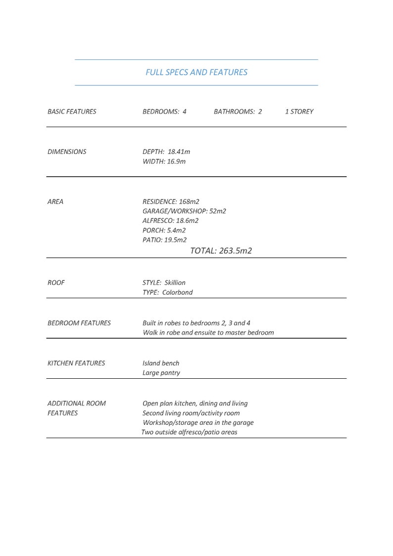 4 Bedroom Modern House Design - Dimensioned Floor Plan & External ...