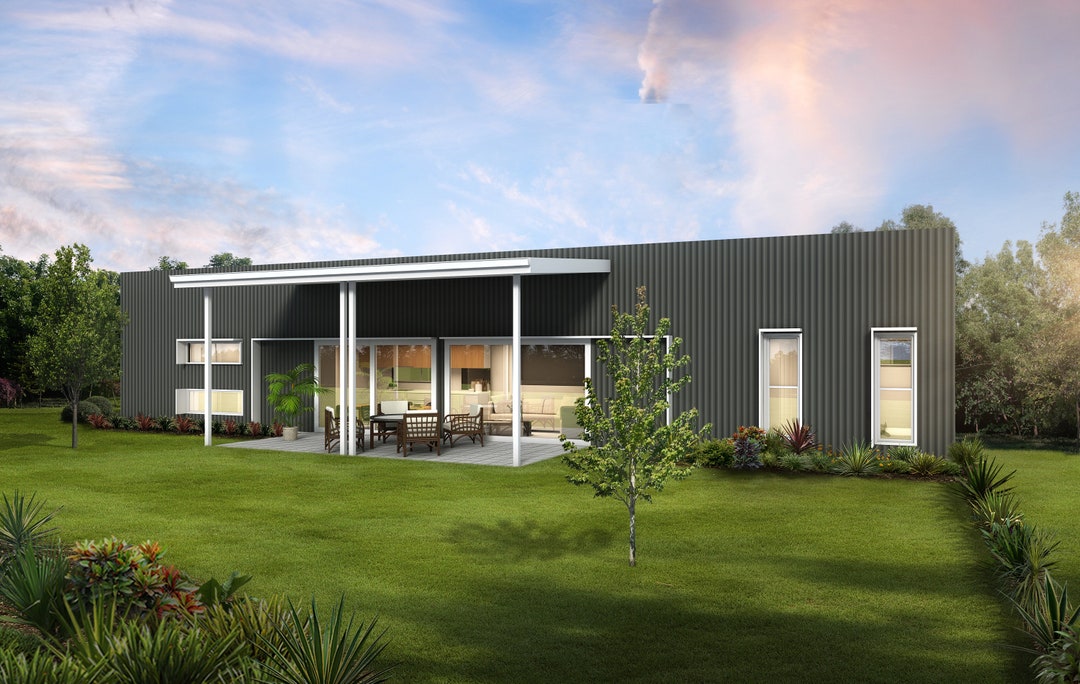 2 Bedroom Granny Flat Design: Dimensioned Floor Plan & Elevation ...