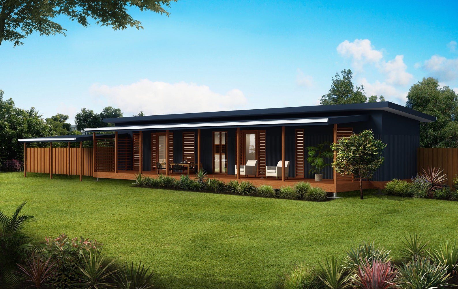 2 Bedroom Granny Flat Design - Dimensioned Floor Plan & External ...