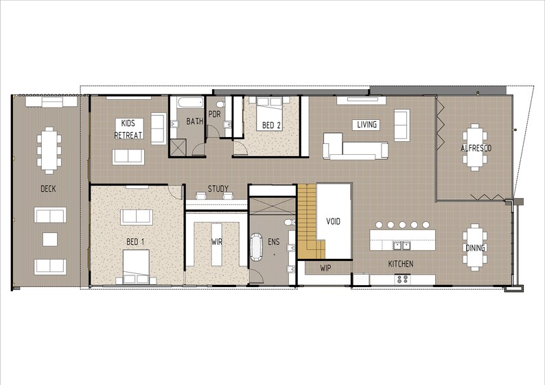 5 Bedroom Modern House Design - Dimensioned Floor Plan & External ...