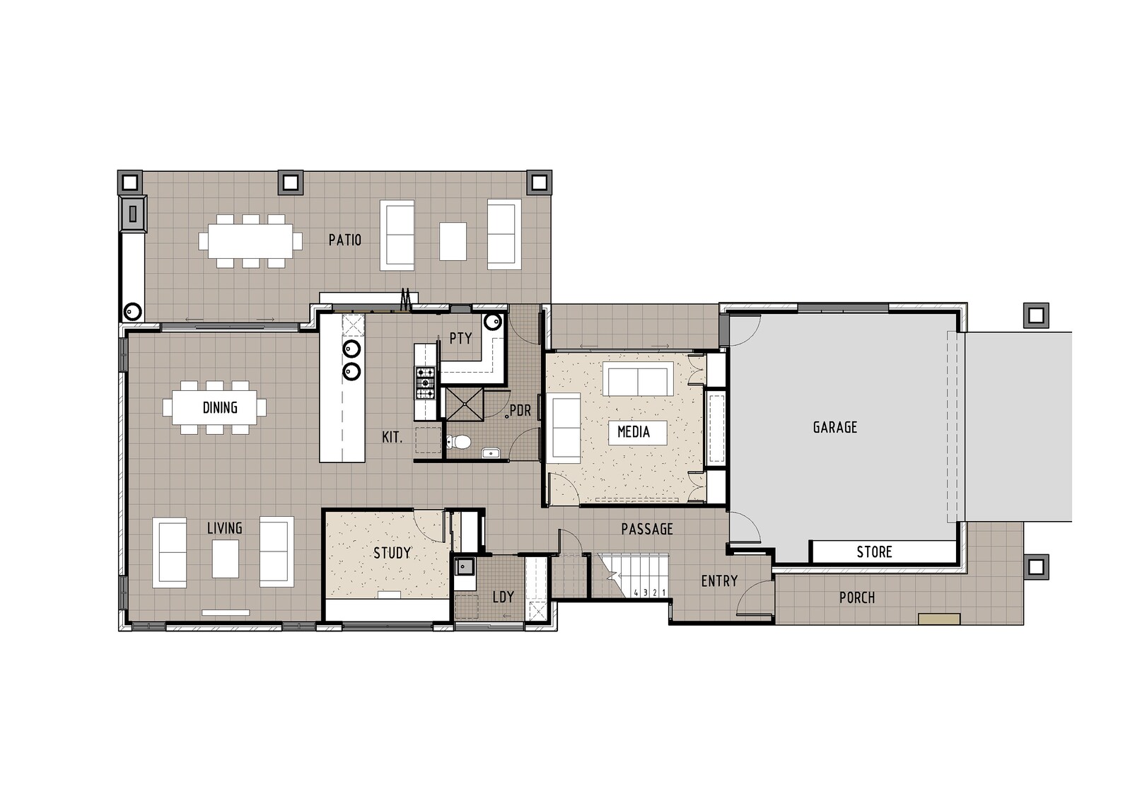 4 Bedroom Hamptons House Design - Dimensioned Floor Plan & External ...