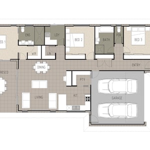 Modern 3 Bedroom House Plan: Dimensioned Floor Plan (drawings) - Etsy