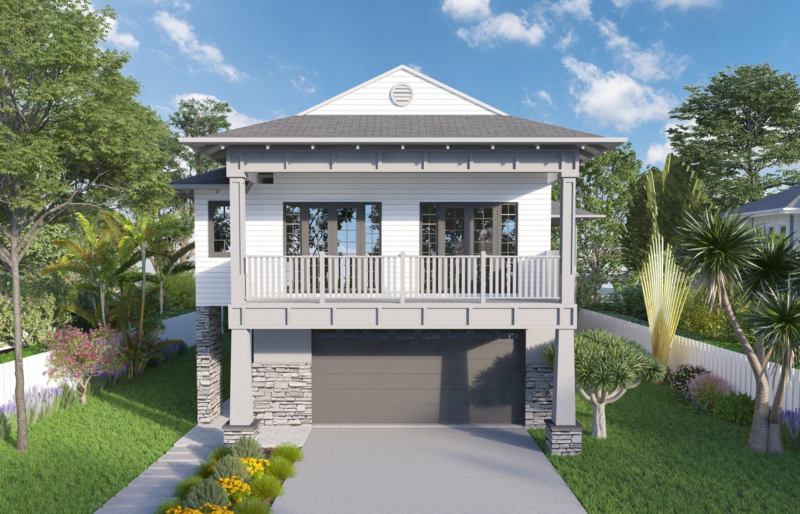 4 Bedroom Hamptons House Design - Dimensioned Floor Plan & External ...