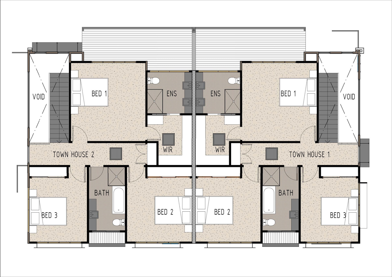Modern Duplex Design - Dimensioned Floor Plan & External Elevation ...