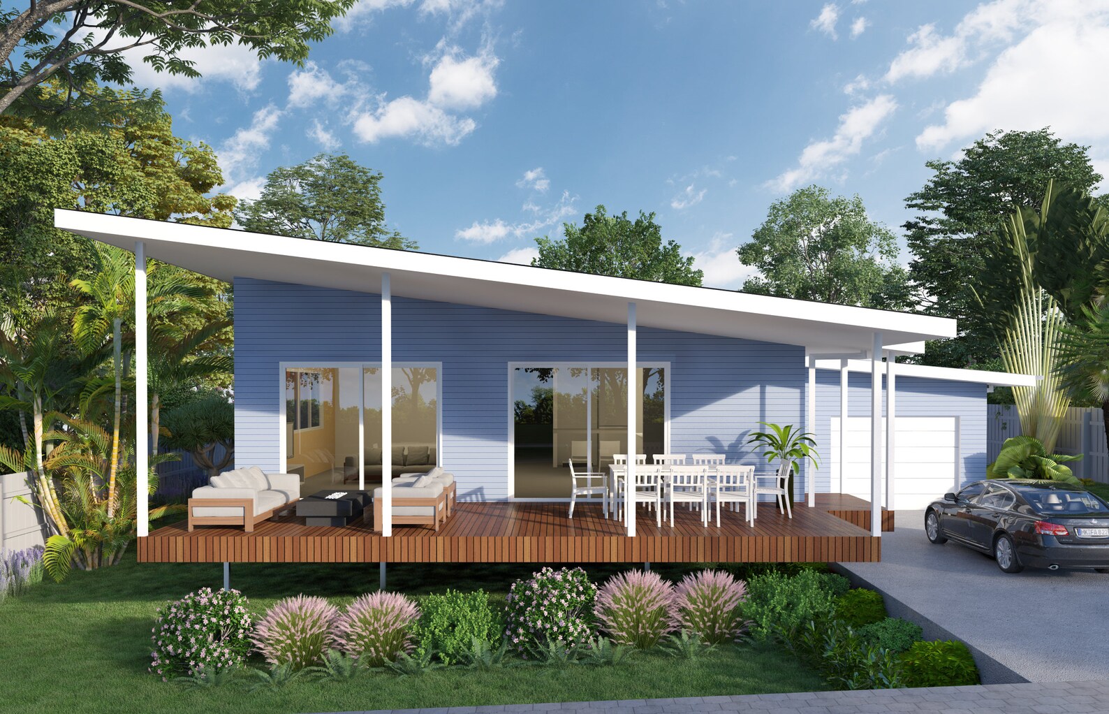 3 Bedroom Modern House Design - Dimensioned Floor Plan & External ...