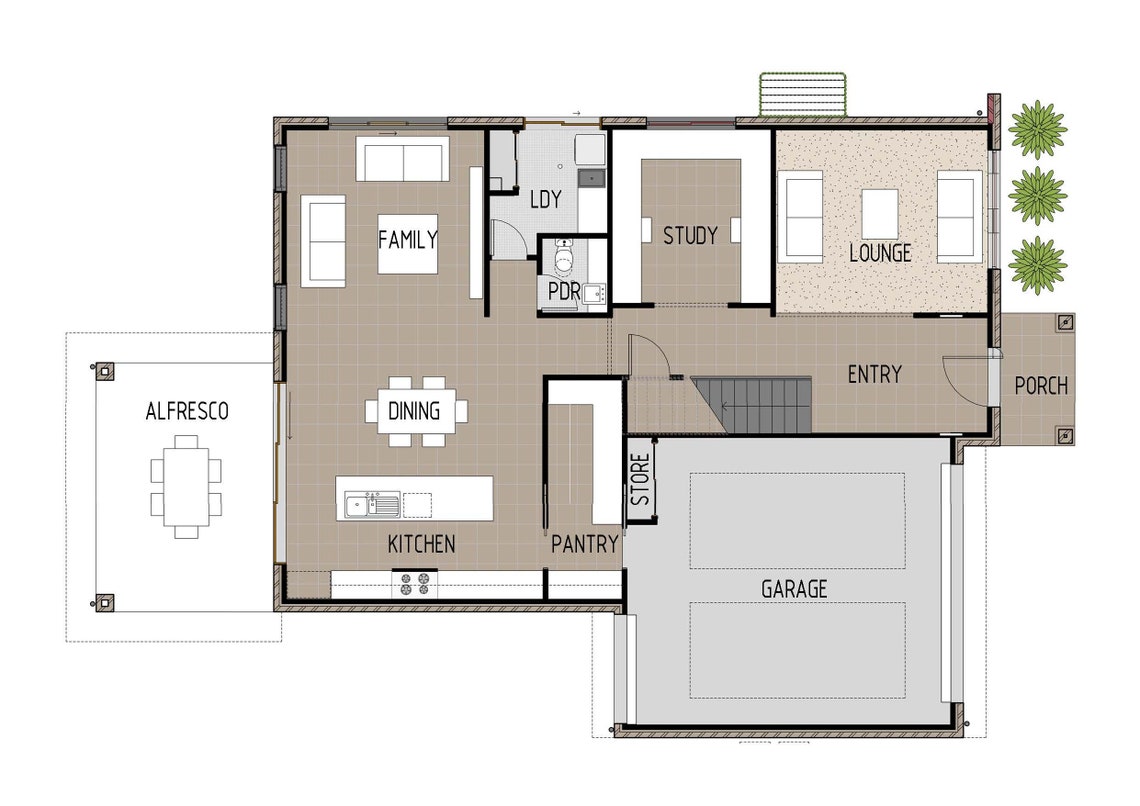 4 Bedroom Modern House Design Dimensioned Floor Plan & External ...