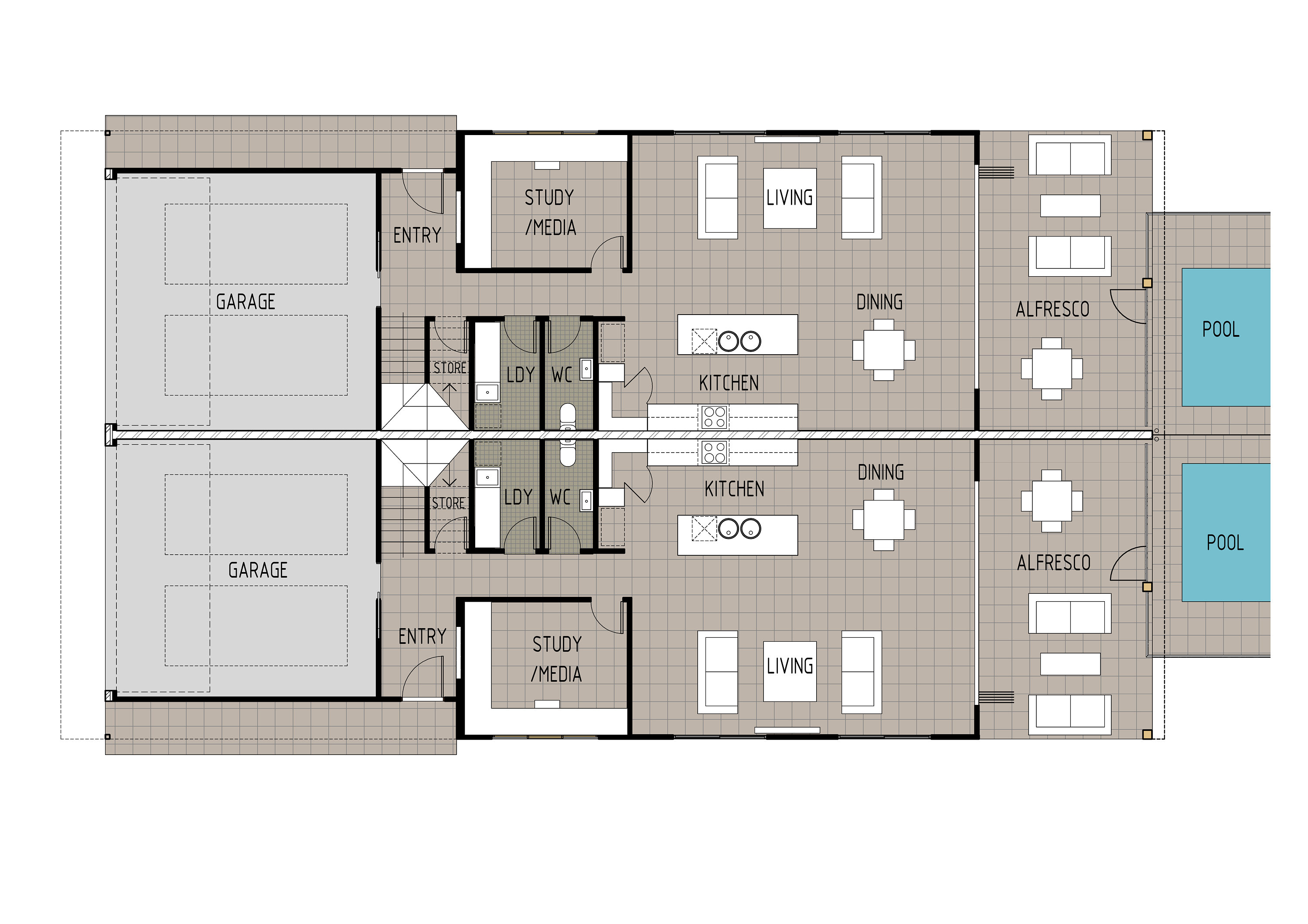Modern Duplex Design - Dimensioned Floor Plan & External Elevation ...