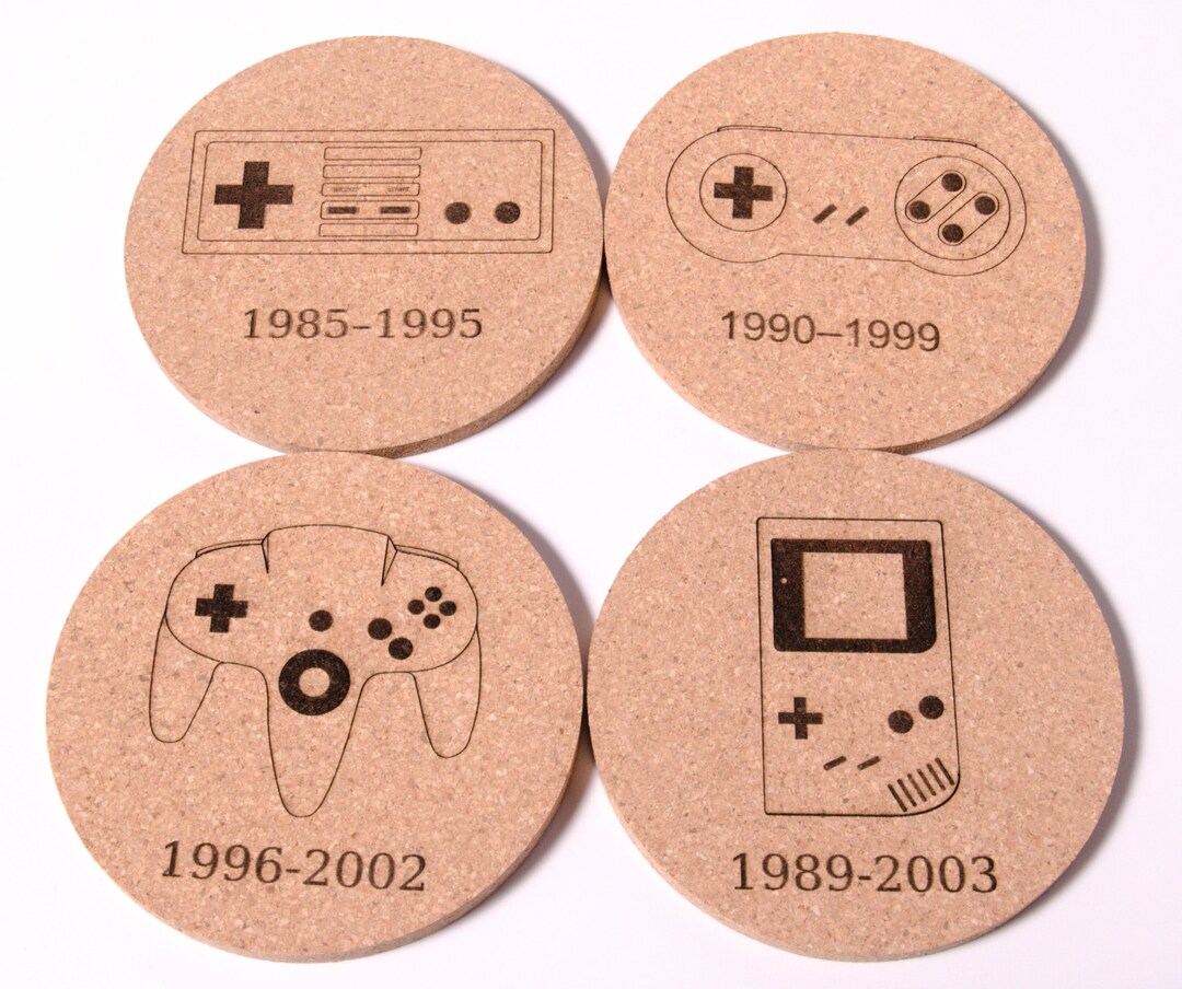 Retro Video Game Controller Cork Coasters - Set of 4 - Etsy