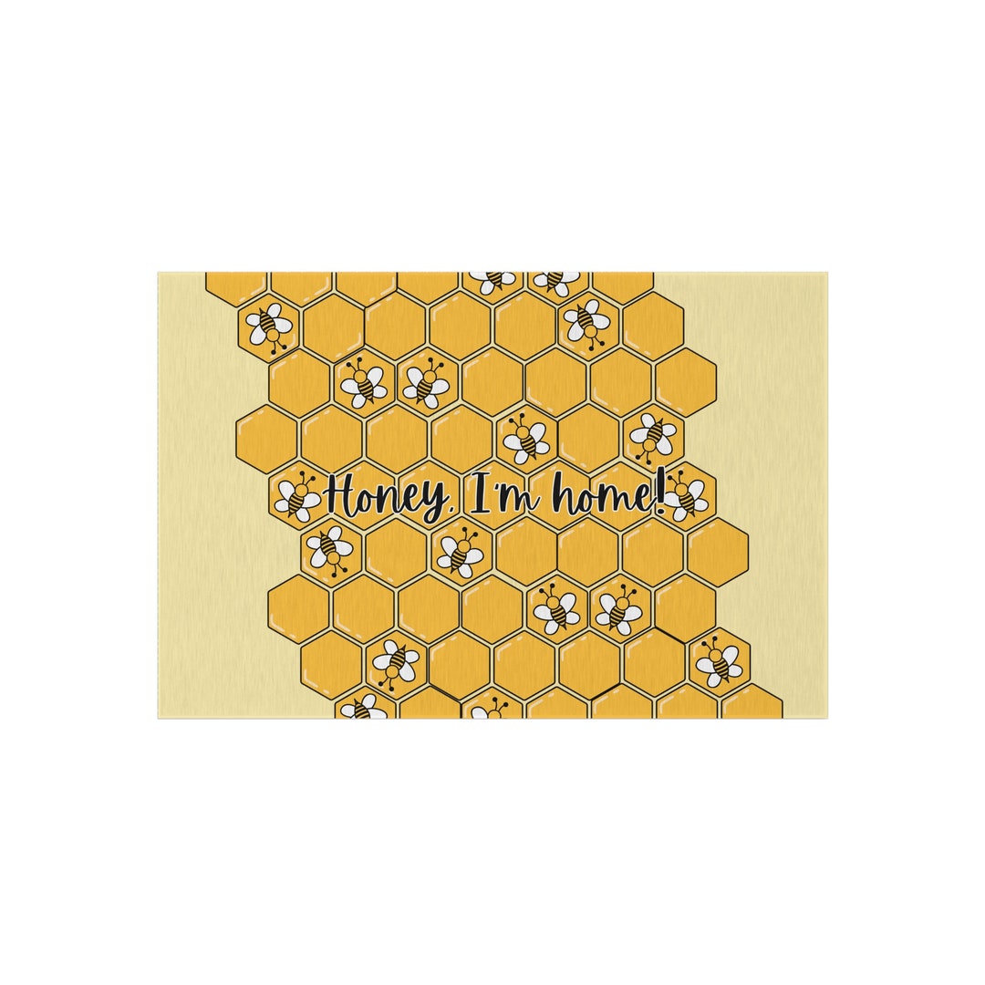 Honeycomb Theme Outdoor Rug, Honey Bee Welcome Mat, Outdoor Mat, Porch ...