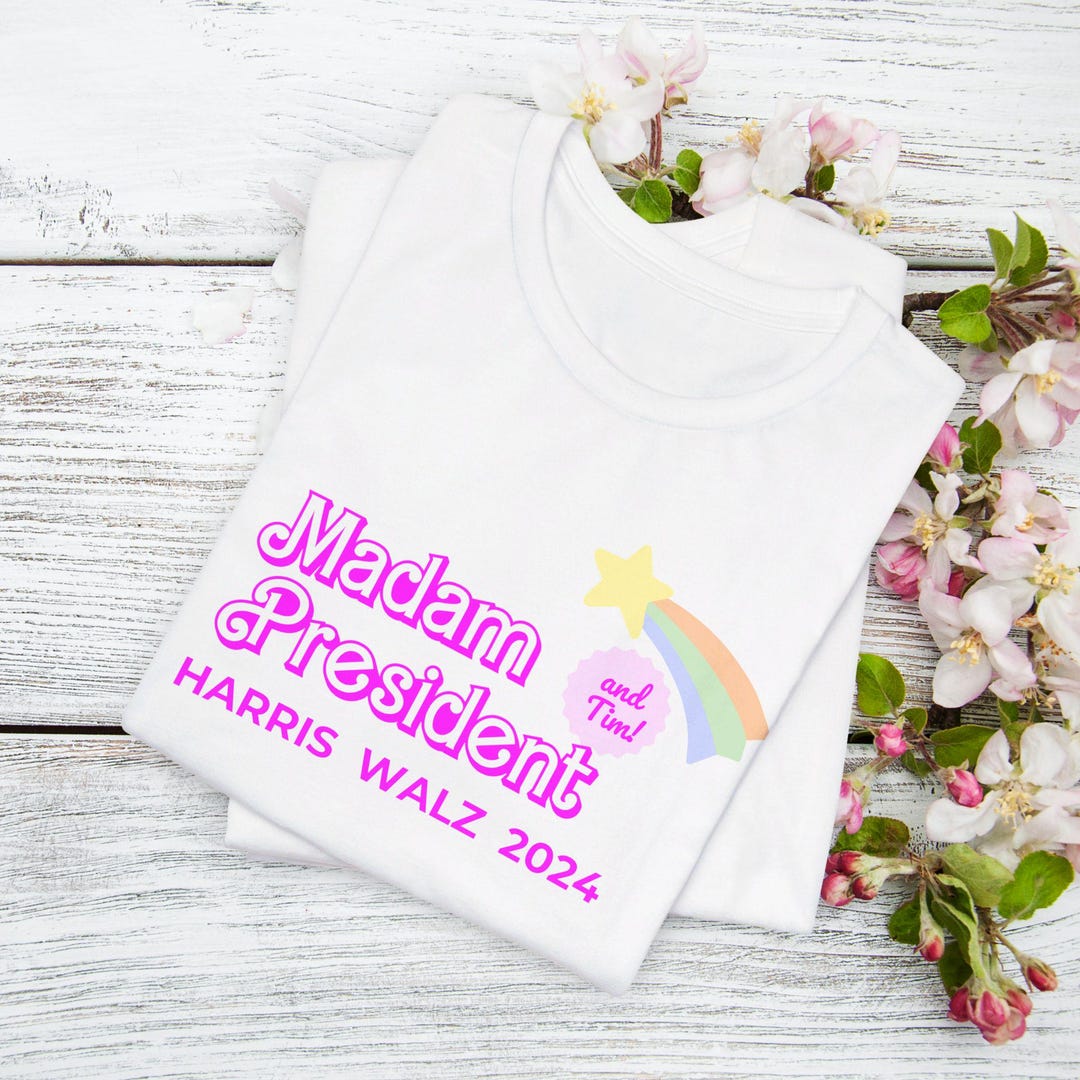 Kamala Harris Barbie Themed Short Sleeve Tee, Madam President Tshirt ...