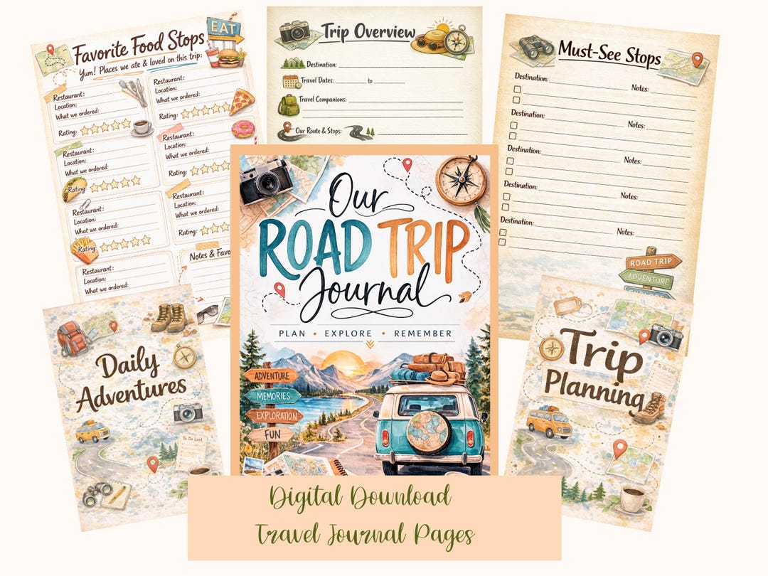 Road Trip Journal Printable | Travel Journal PDF | Vacation Planner ...