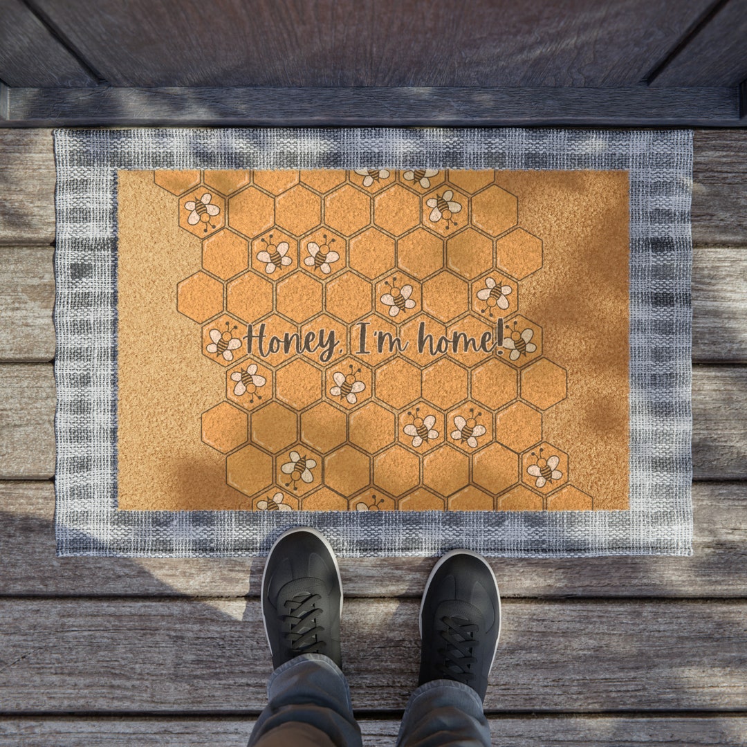 Welcome Doormat Honeycomb Theme, Honey I'm Home Mat, Hello Mat, Front ...
