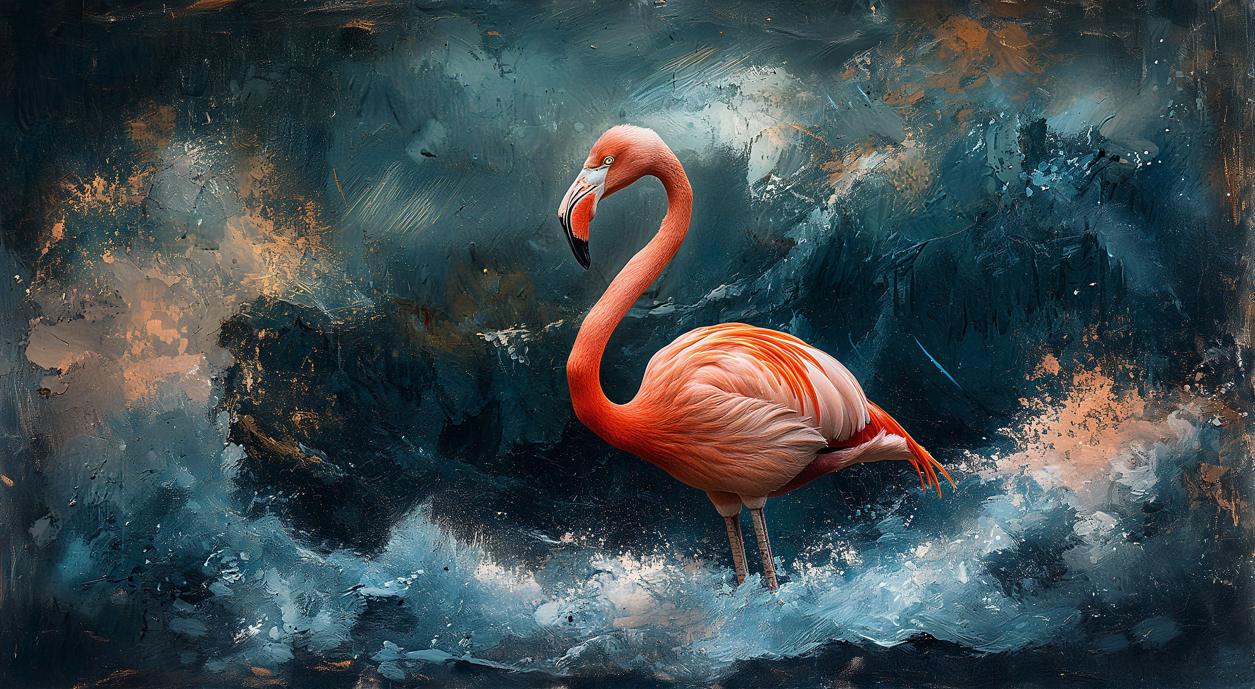 Pink Flamingo Wallpaper, Sea Storm Mural, Removable Landscape Decor ...