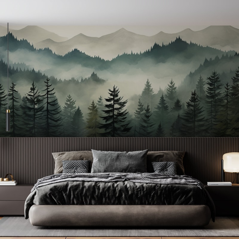 Mountain Mural Wallpaper - Etsy