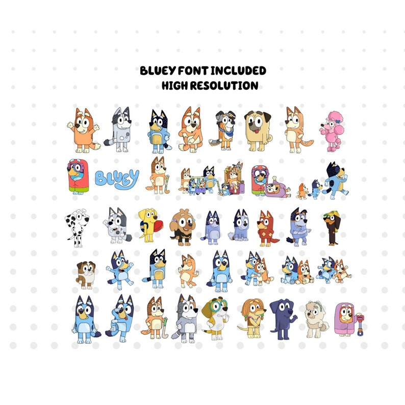 Bluey All Characters and Font Bluey Bundle SVG and Png Bluey - Etsy Canada