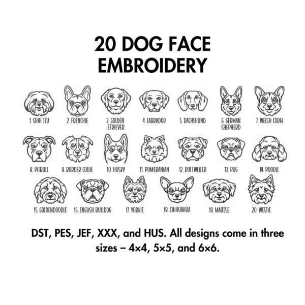 Dog Face Machine Embroidery Designs - Etsy