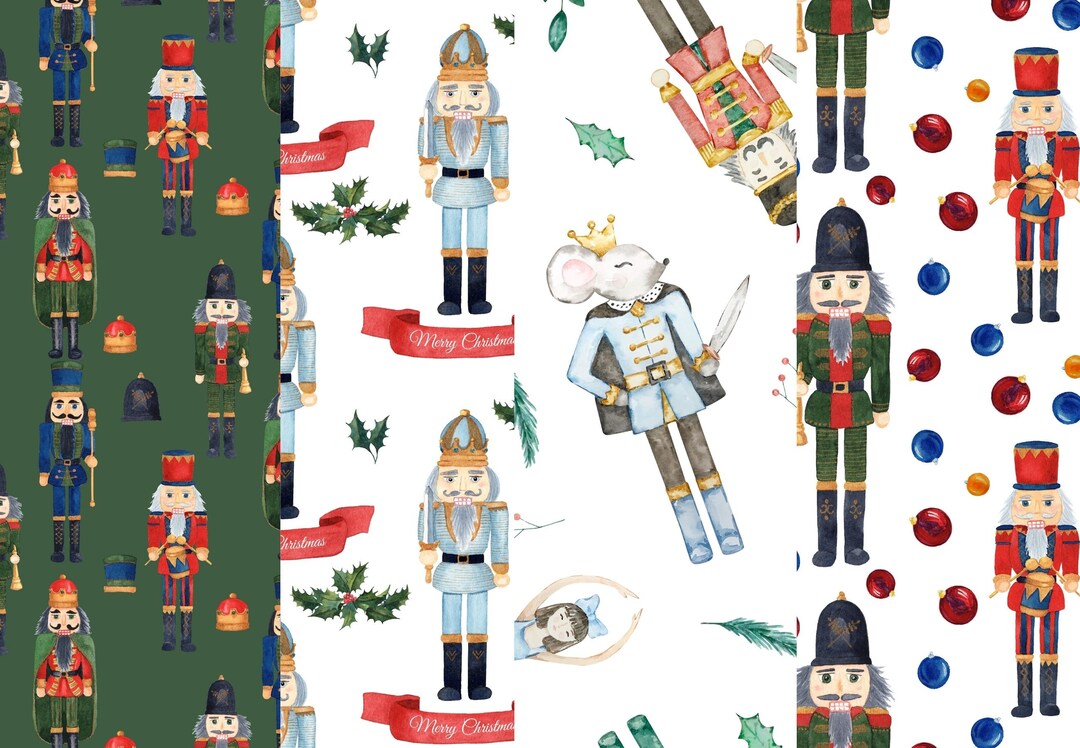 Christmas Nutcracker Digital Paper Pack, Xmas Pattern, Christmas Paper ...