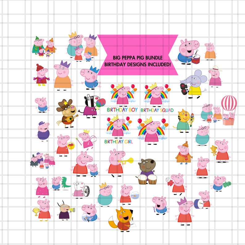 Peppa Pig SVG and PNG, Bundle Layered Svg, Layered and Instant ...