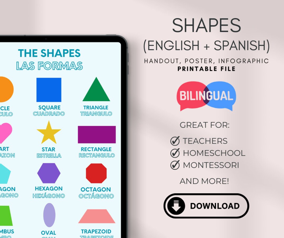 Shapes Bilingual Printable Education Poster Classroom Art - Etsy