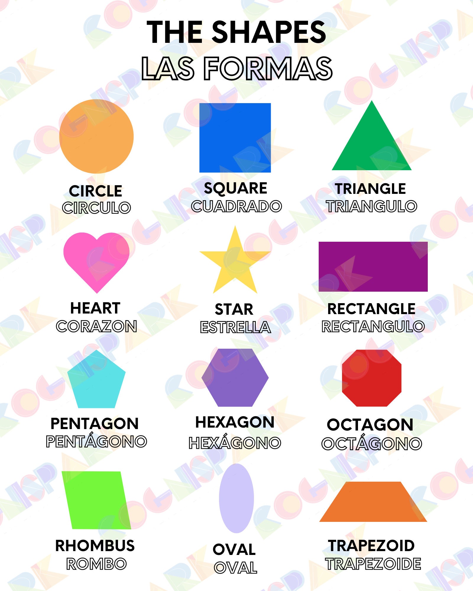 Shapes Bilingual Printable Education Poster Classroom Art - Etsy