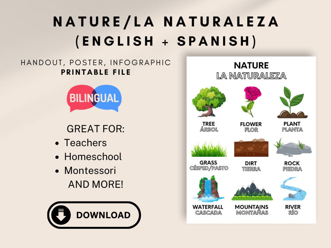 Nature Bilingual Printable Education Poster Classroom Art - Etsy
