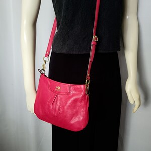 COACH Raspberry Pink Pebble Leather Crossbody Bag/zipp Closure ...