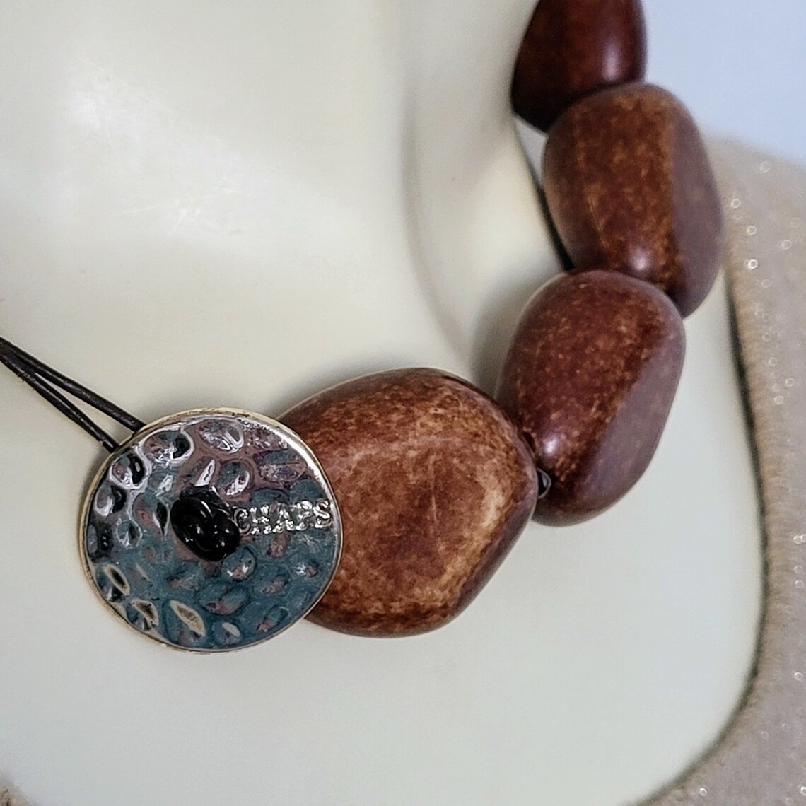 CHAPS Chunky Choker Necklace/rare Huge Faux Stone Beads Designer ...