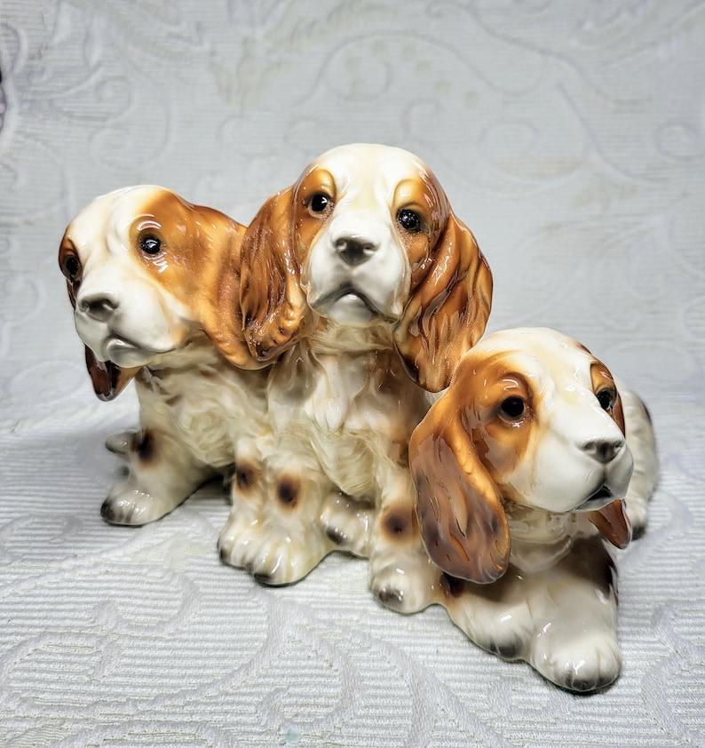 RARE Find/vintage Three Cocker Spaniel Dogs Figurine/made in JAPAN ...
