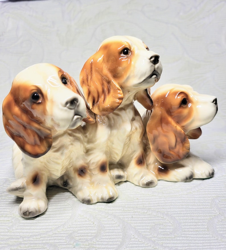 RARE Find/vintage Three Cocker Spaniel Dogs Figurine/made in JAPAN ...