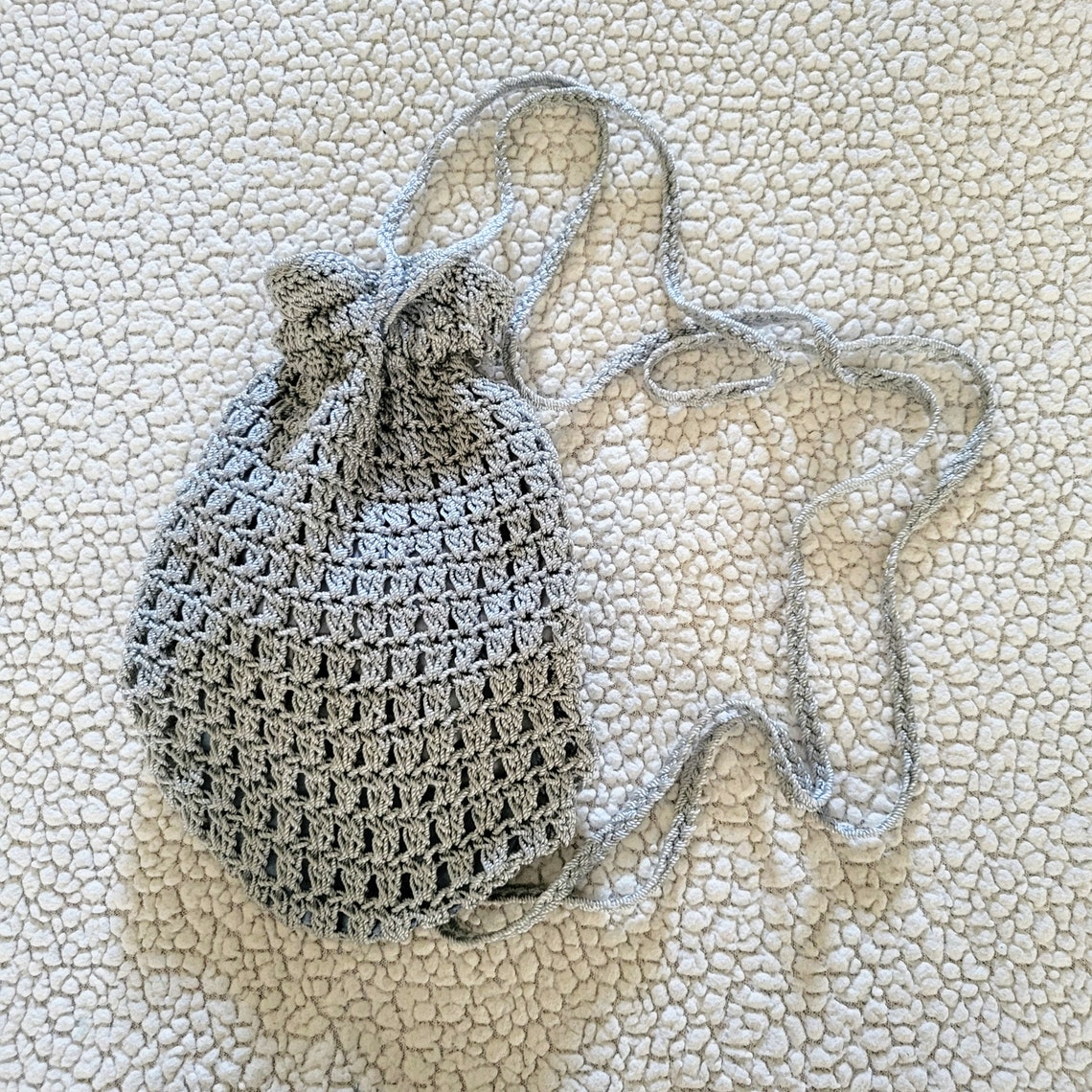 THE SAK Silver Grey Croche Backpack/vintage Small Retro Soft Woven ...
