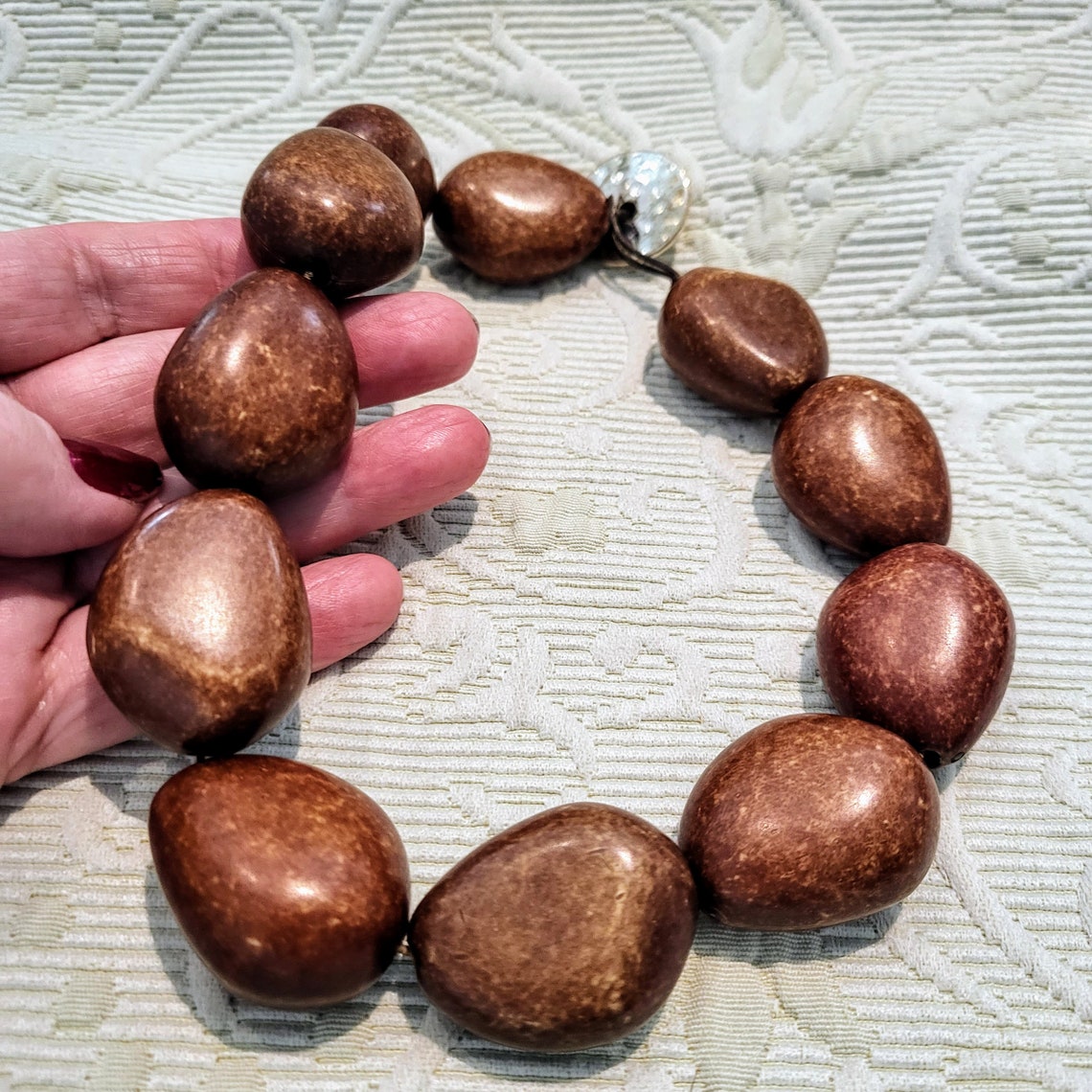 CHAPS Chunky Choker Necklace/rare Huge Faux Stone Beads Designer ...