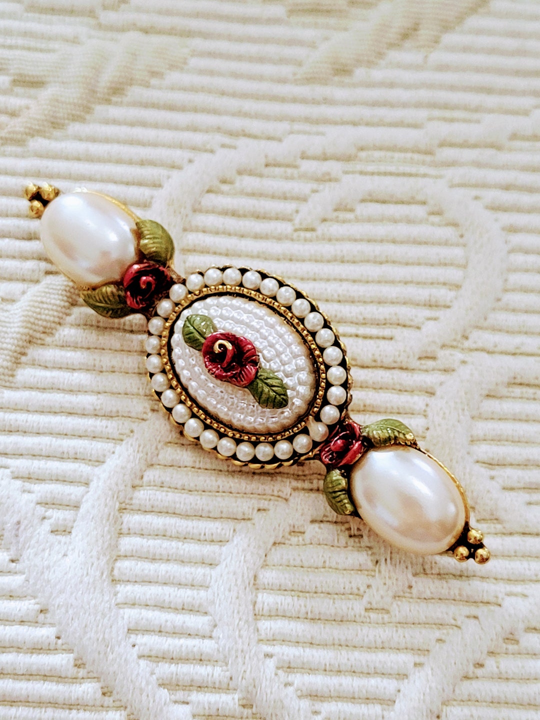 Victorian Style Filigree Pearls and Rosses Brooch/rare Fine Vintage ...