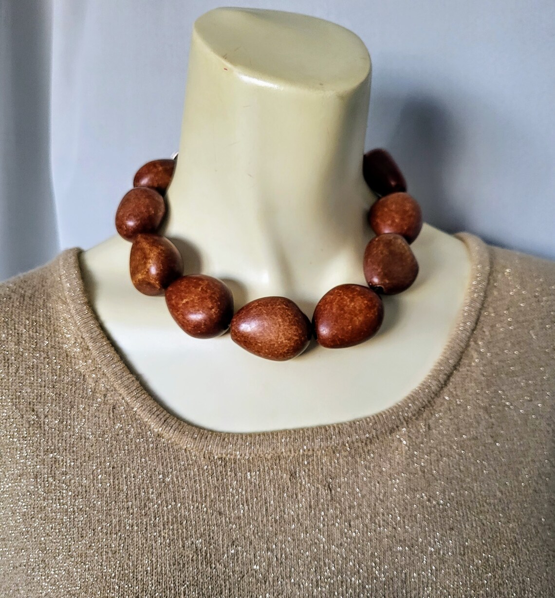 CHAPS Chunky Choker Necklace/rare Huge Faux Stone Beads Designer ...