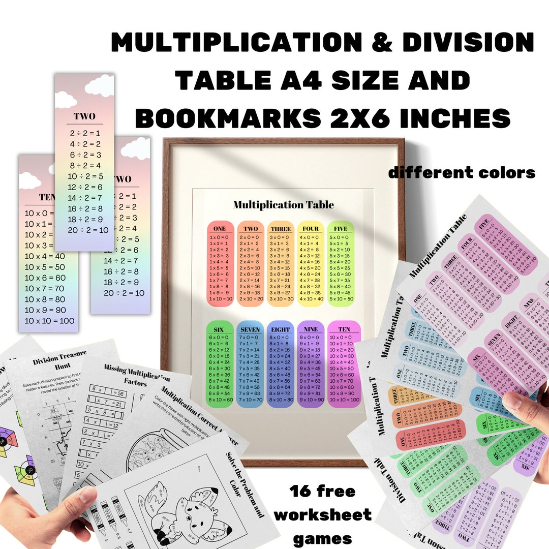 Times Table, Division Table Chart, Times Table Bookmarks, Division ...