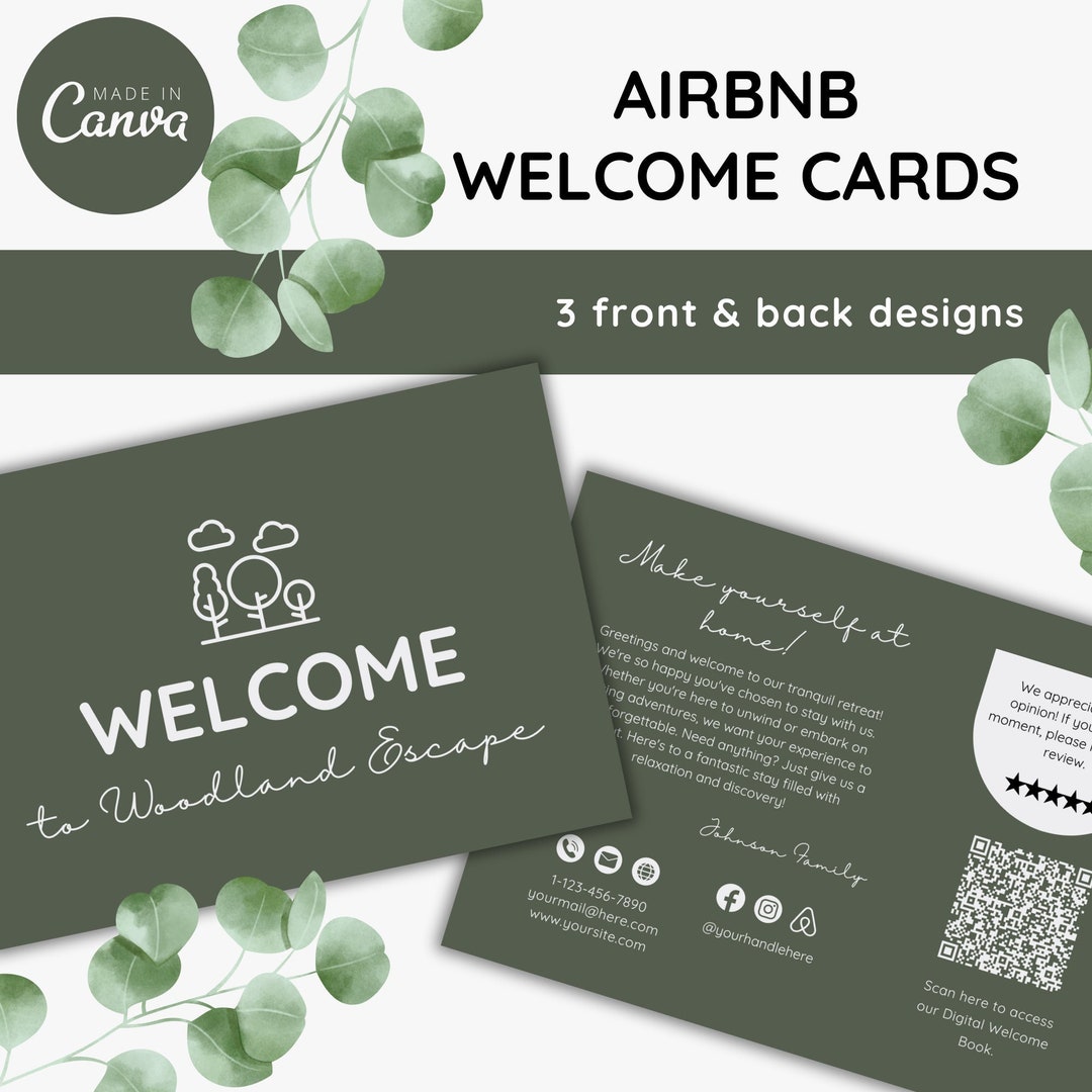 Airbnb Welcome Card VRBO Greeting Card Forest Guest Cards Set 7x5 ...