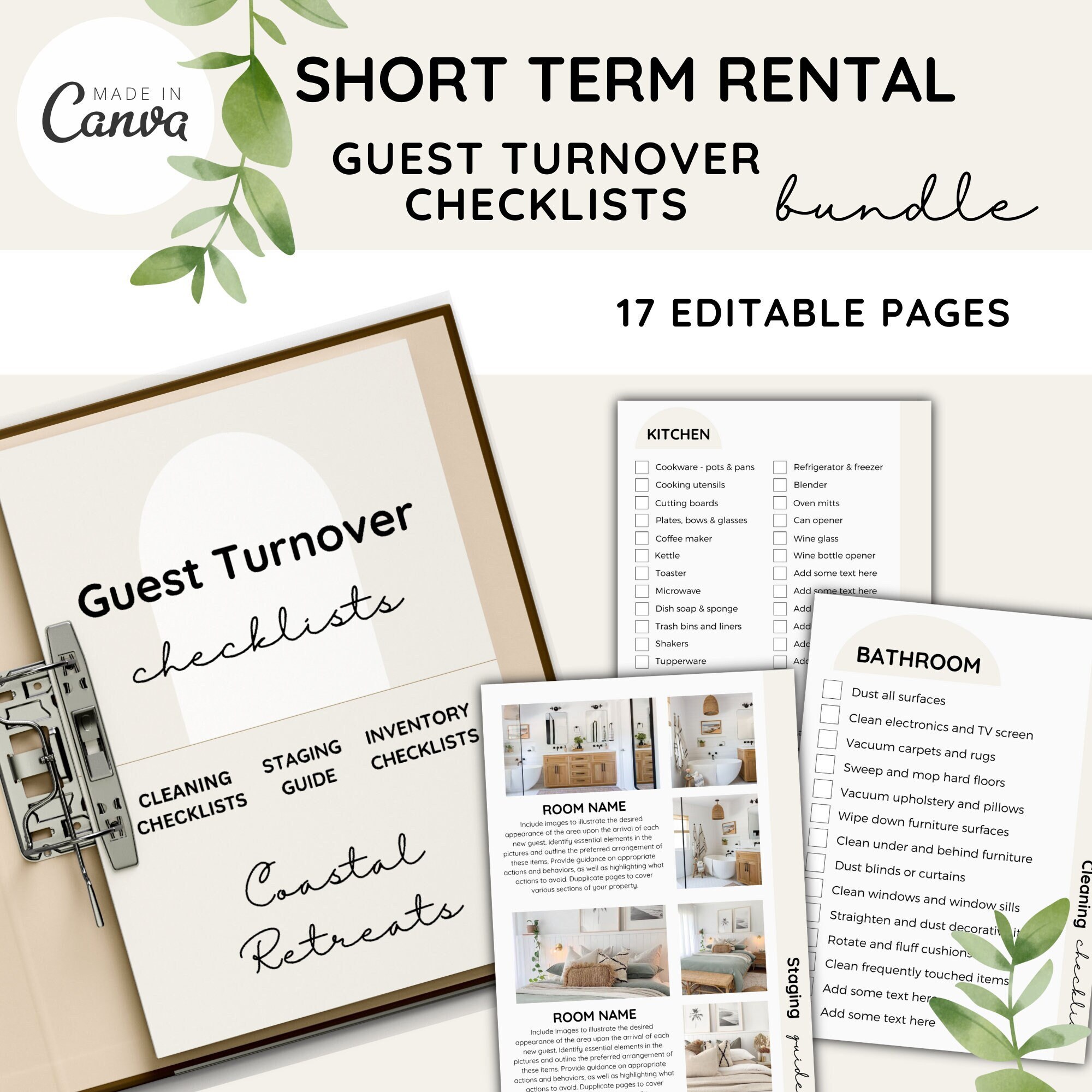 Airbnb Guest Turnover Binder Template Inventory Checklist Cleaning ...