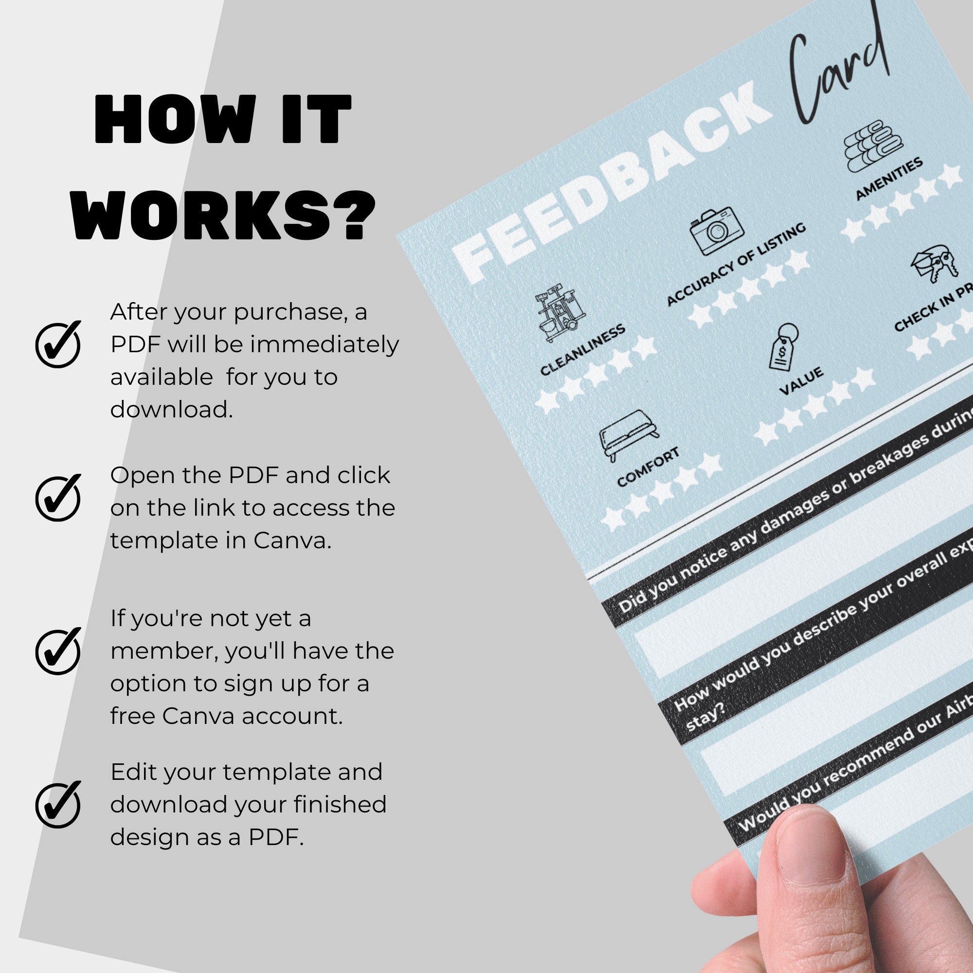 Airbnb & VRBO Guest Feedback Card Short Term Rental Suggestions ...
