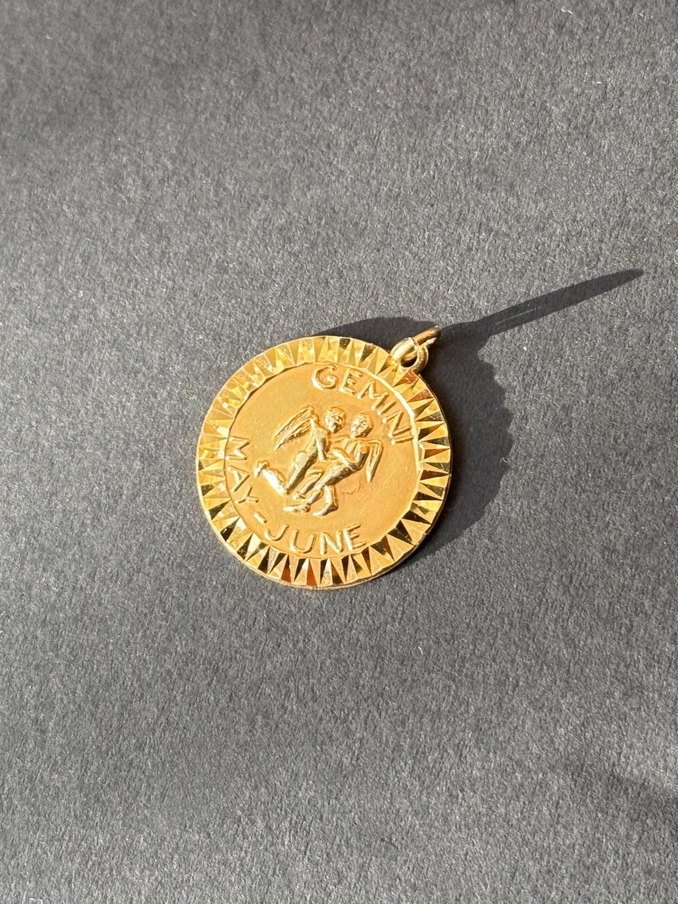 Vintage 9ct Gold Gemini Pendant, Zodiac Medallion, With Full British ...