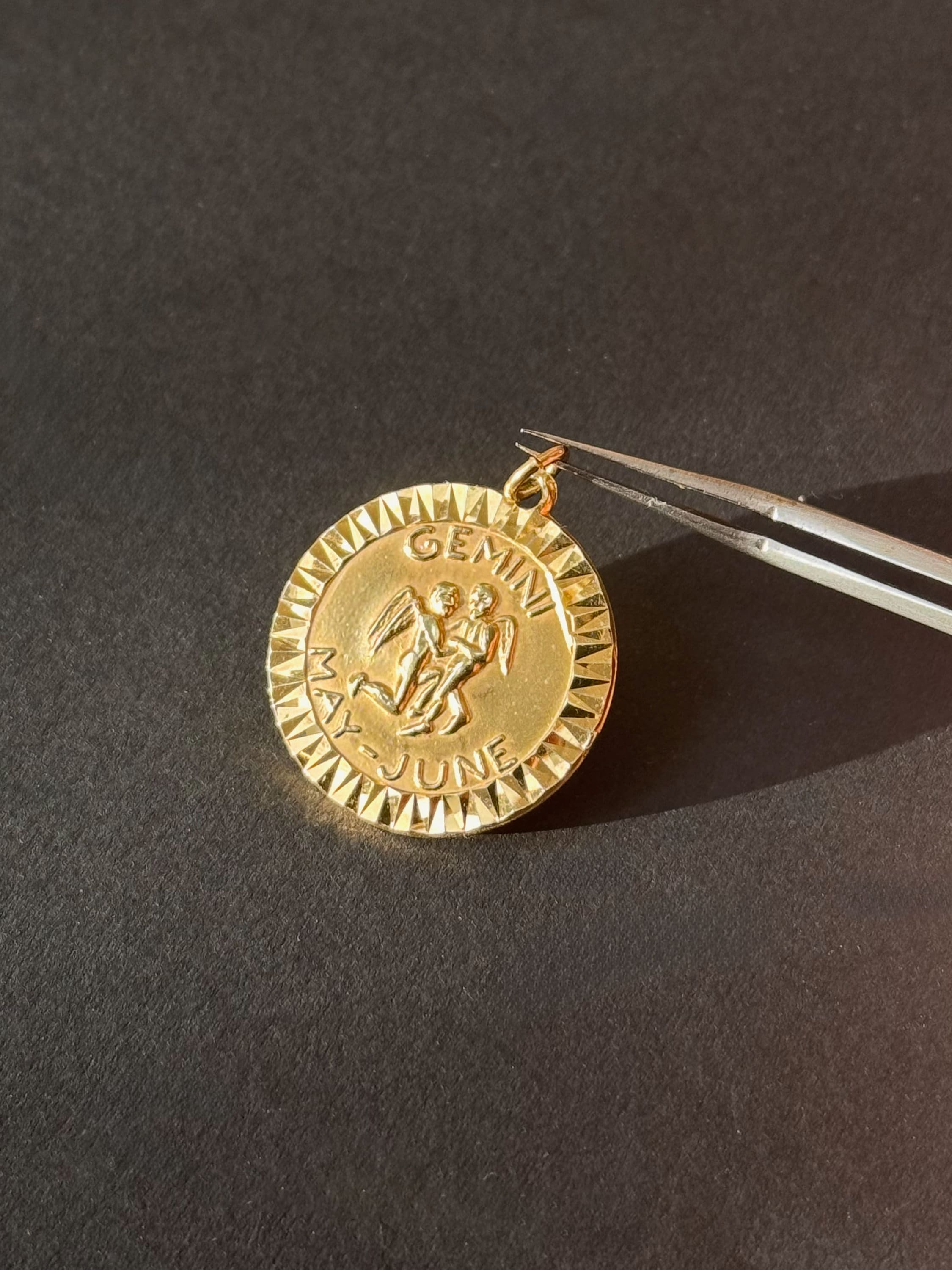 Vintage 9ct Gold Gemini Pendant, Zodiac Medallion, With Full British ...