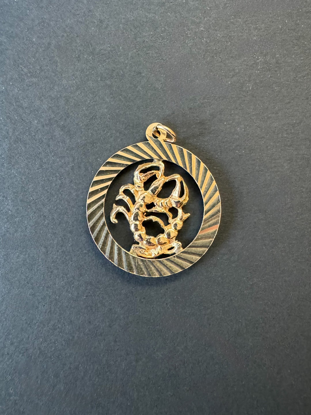 Vintage 9ct Gold Scorpio Zodiac Star Sign Pendant Charm With Full ...