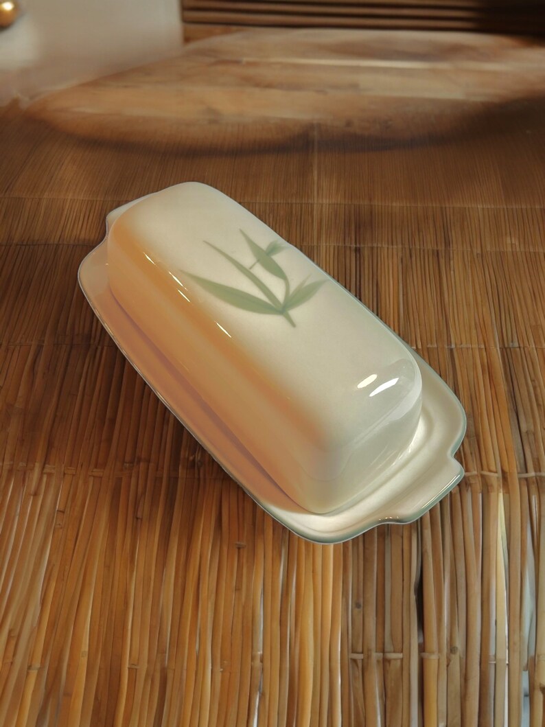 Vintage Winfield Porcelain Green Bamboo Design Covered Butter Dish - Etsy
