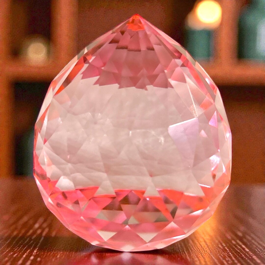Pink Crystal Paperweight Faceted Cut Glass 3.5” Paperweight - Etsy
