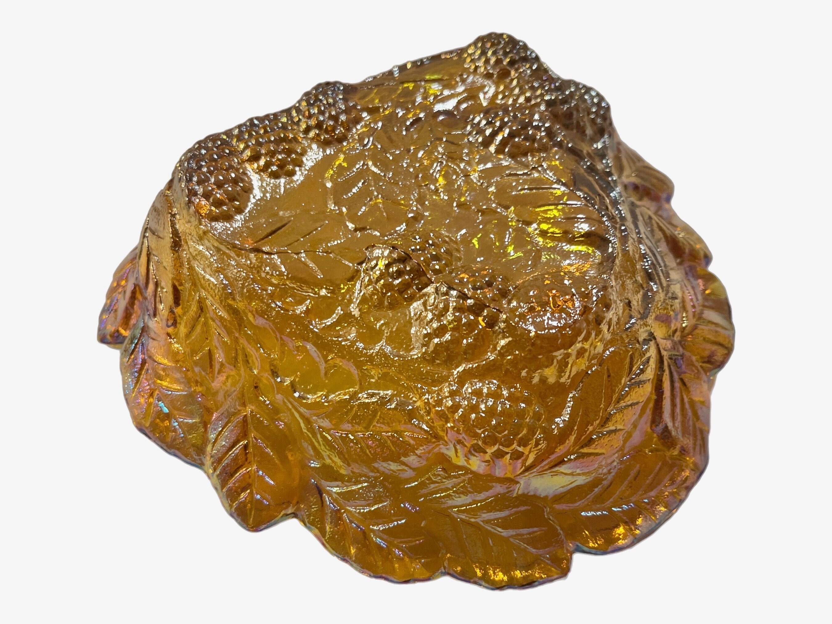 Vintage Indiana Marigold Carnival Glass Blackberry Design Dish - Etsy
