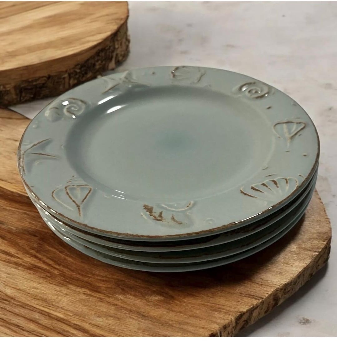 Thomson Pottery Cape Cod Blue Seashells Salad Plate Set of 4 - Etsy