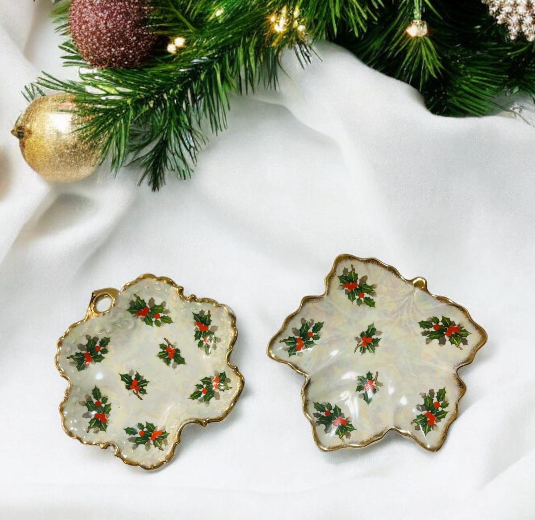 Vintage Set of 2 Lusterware Christmas Dishes by Ucagco Ceramics - Etsy